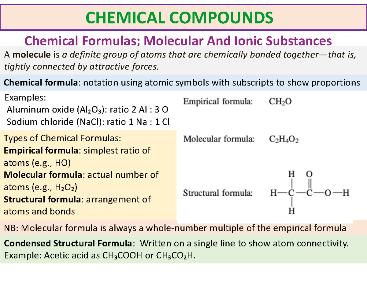 CHE107 - Chemical Compounds: Molecular and Ionic Substances Overview ...