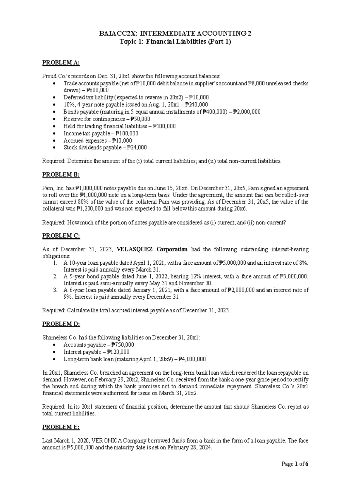 BAIACC2X: Intermediate Accounting 2 Topic 1 - Financial Liabilities ...