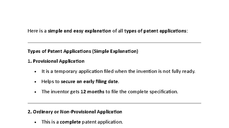 Types of Patent Applications: A Simple Explanation - Studocu