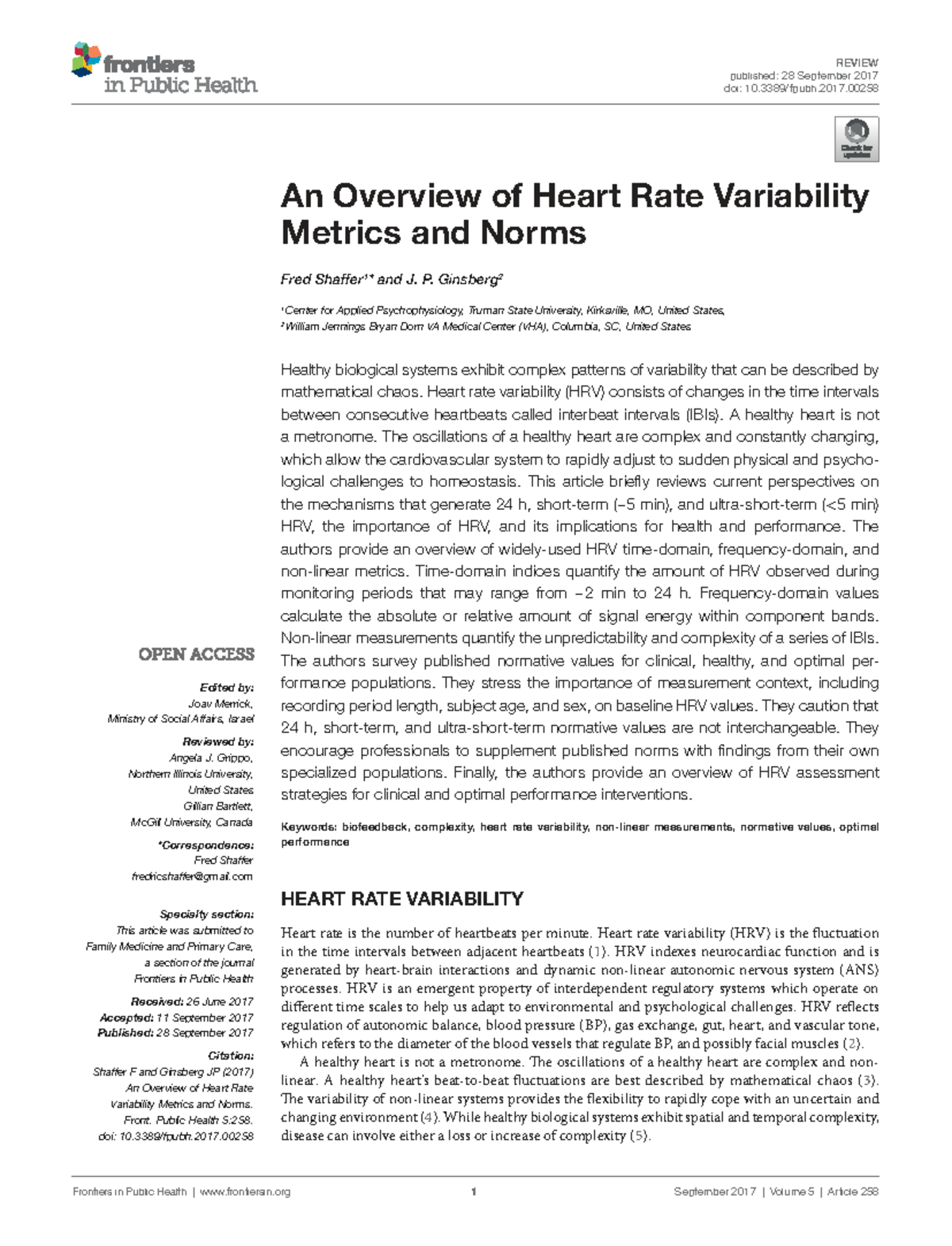 Heart Rate Variability (HRV) Metrics: Norms and Assessment Insights ...