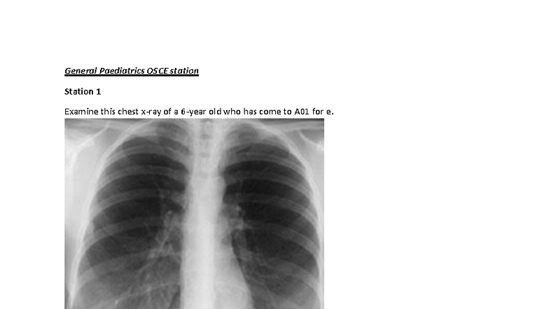 Paediatrics OSCE Stations: Comprehensive Guide for A01 - Studocu
