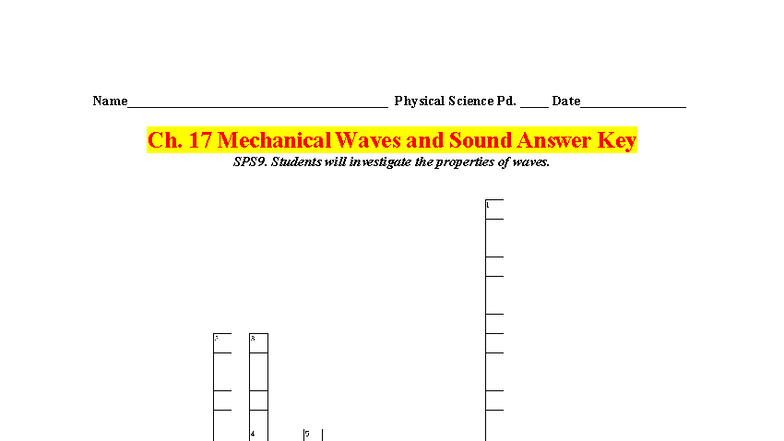 SPS9 Ch. 17 Mechanical Waves Crossword Puzzle Answer Key - Studocu