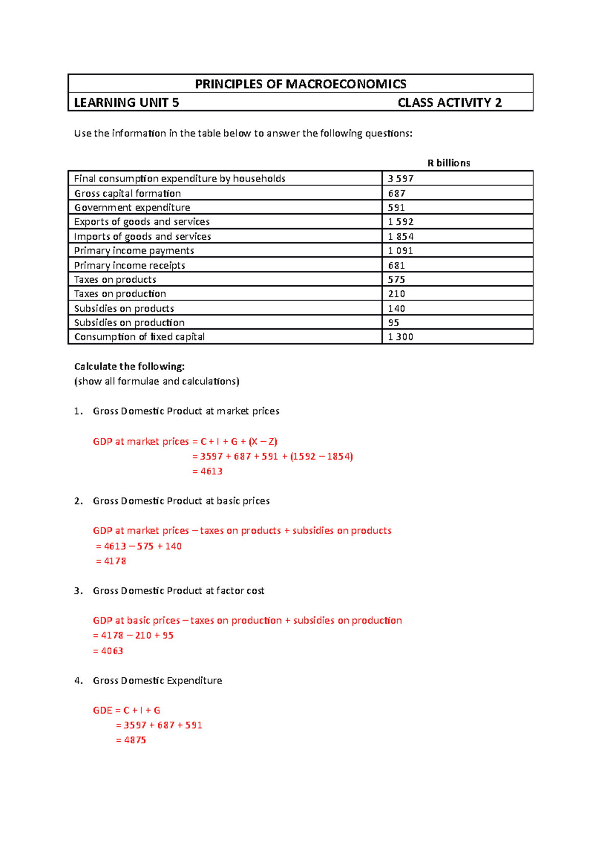 PMAC6112 LU5 CA2 memo 2019 - PRINCIPLES OF MACROECONOMICS LEARNING UNIT ...