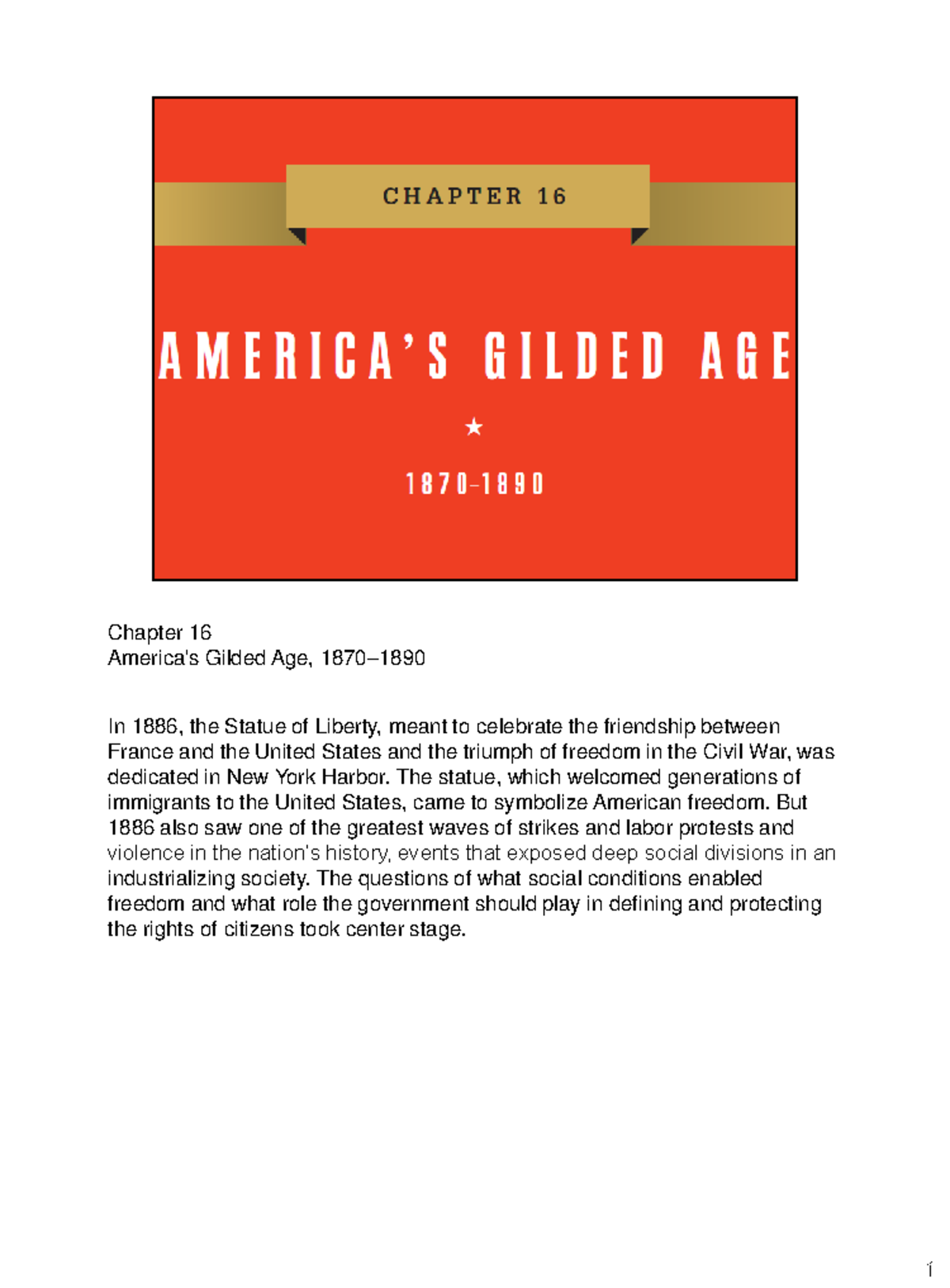 Gilded Age America: Transformation and Conflict (HIST 201) - 1 Chapter ...