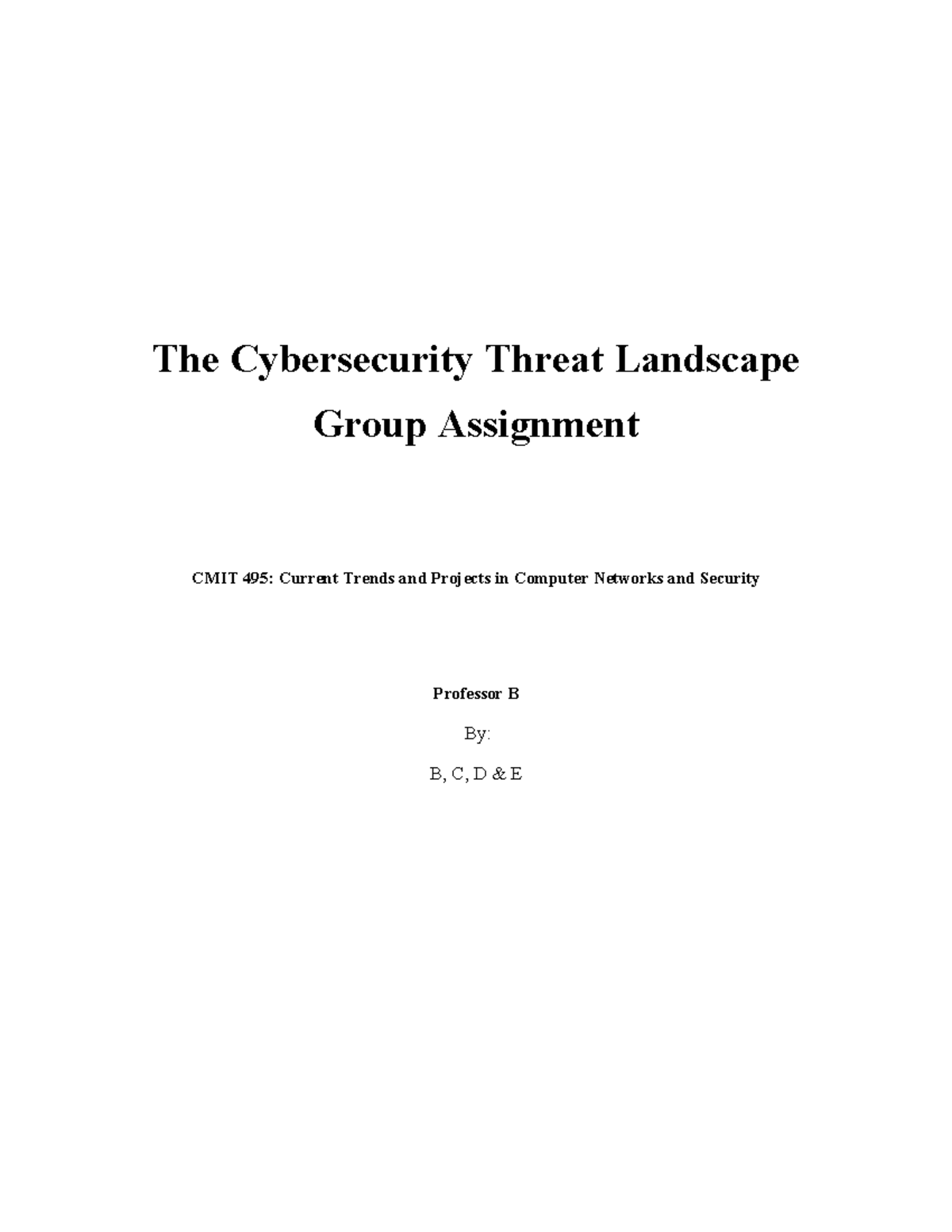 Project 4 The Cybersecurity Threat Landscape - The Cybersecurity Threat Landscape Group ...