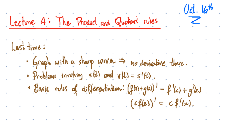 9A Lecture 6 - Product and Quotient Rules in Differentiation - Studocu