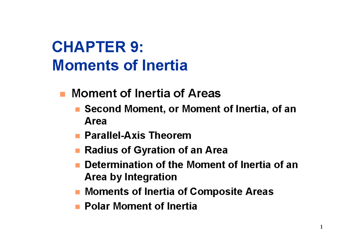 CHAPTER 9: Moments of Inertia - Detailed Analysis and Examples - Studocu