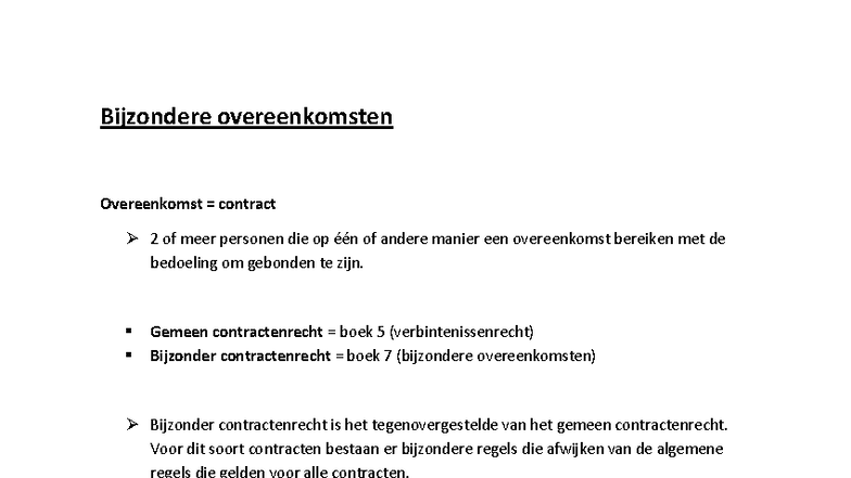 Bijzondere overeenkomsten - Bijzondere overeenkomsten Overeenkomst ...