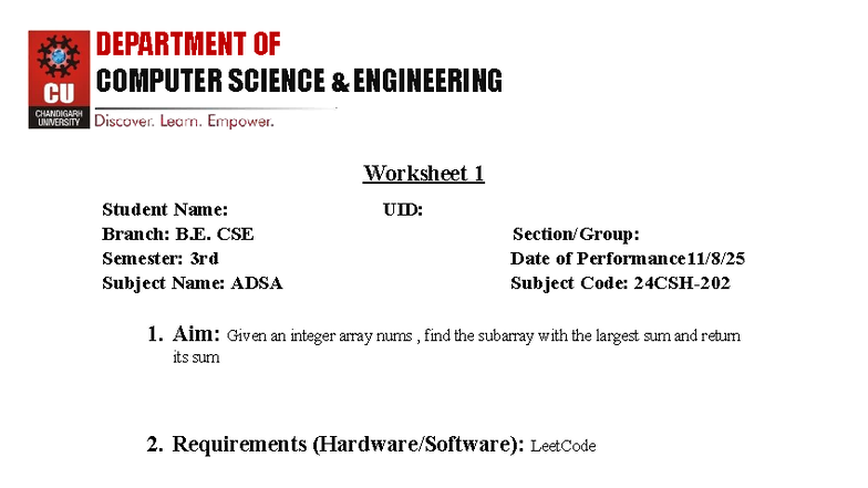 ADSA Worksheet Template Lab - DEPARTMENT OF COMPUTER SCIENCE ...