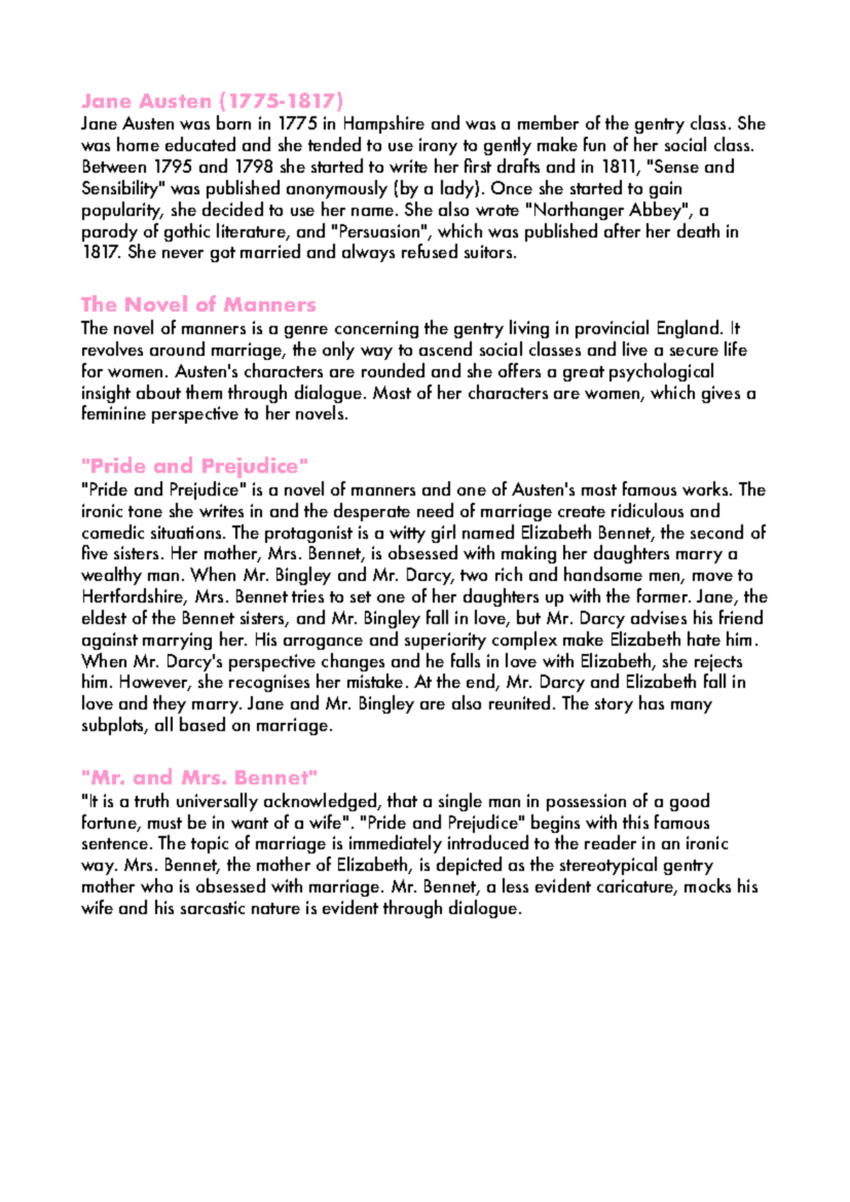 3. Jane Austen - The Irony of Marriage in "Pride and Prejudice" - Studocu