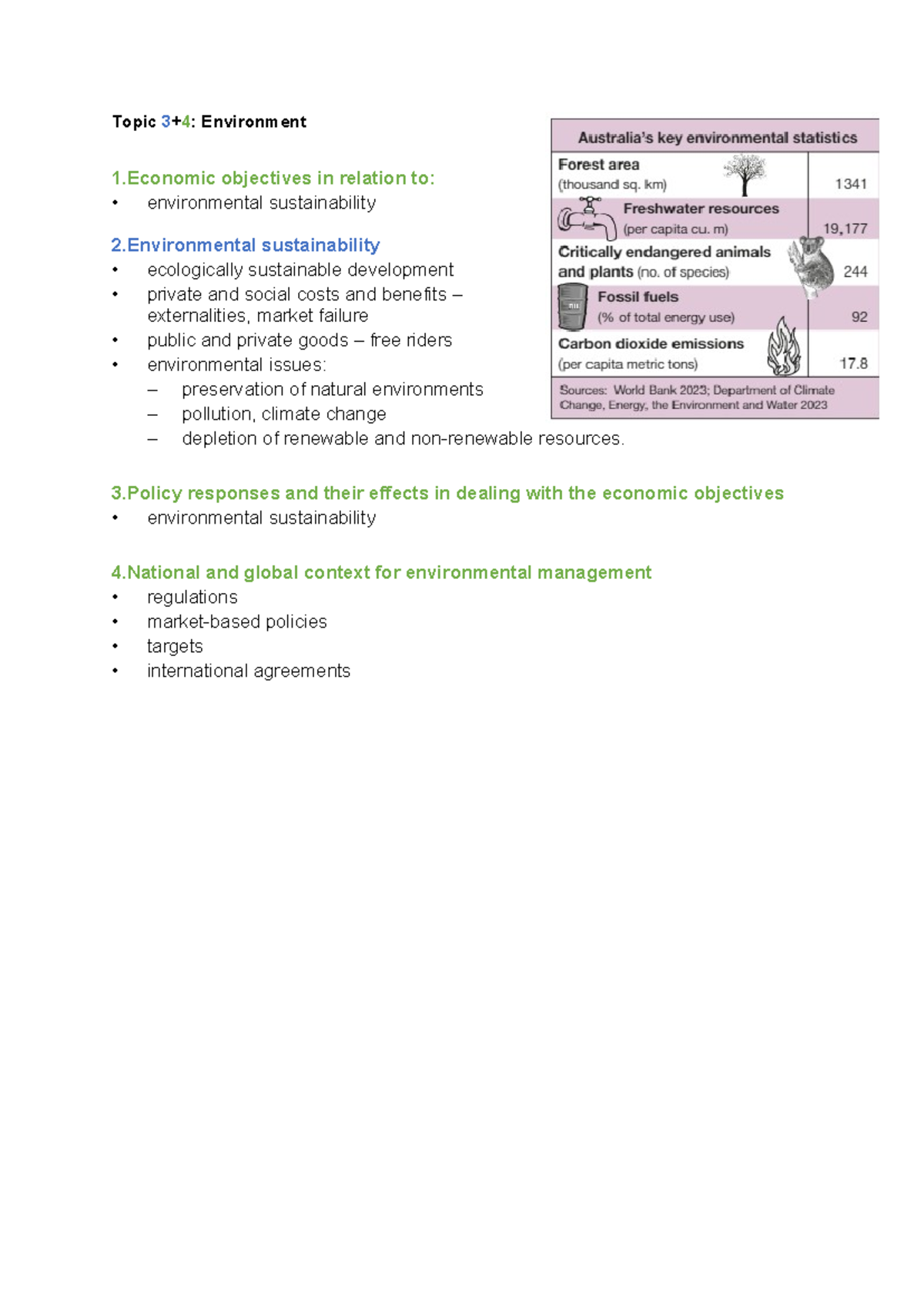 Environmental Sustainability and Economic Objectives: A Study (ENV 12 ...
