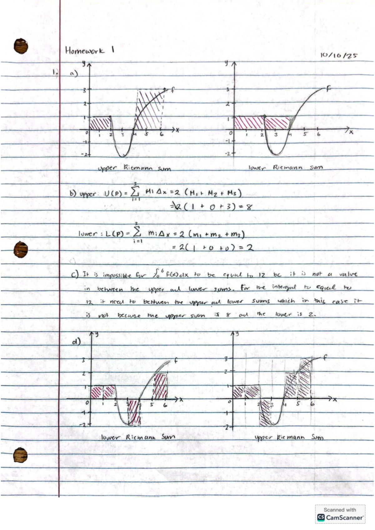 Calculus Homework 1: Riemann Sums and Integrals Analysis - Studocu