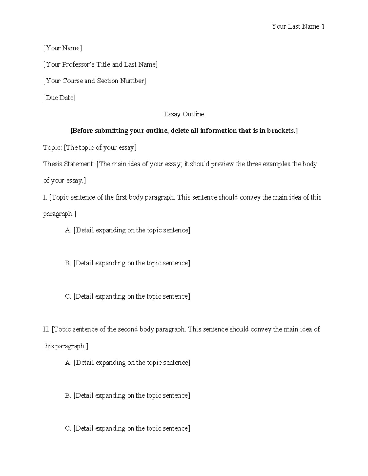 ENG 101 Final Essay Outline Template - Studocu