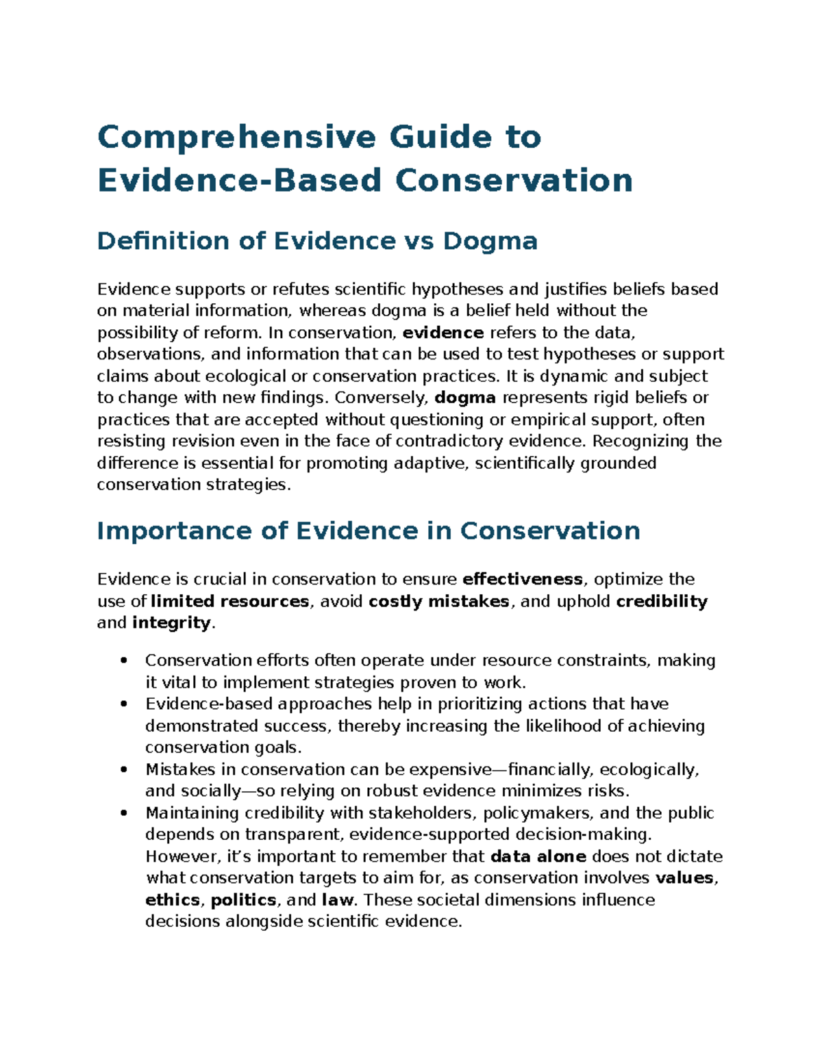 Conservation Evidence: Understanding Evidence vs Dogma in Practice ...