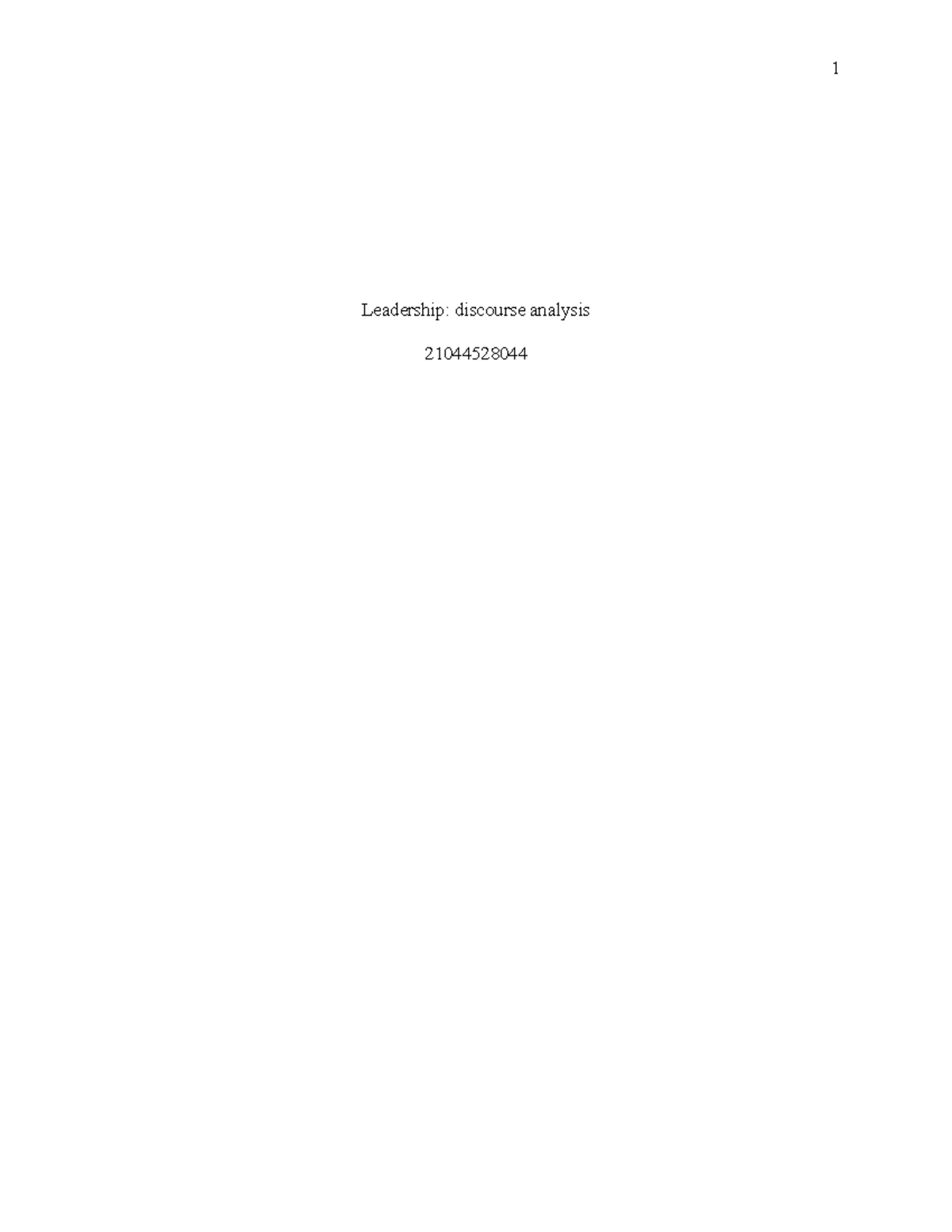 Leadership: discourse analysis notes 21044528044 - Studocu