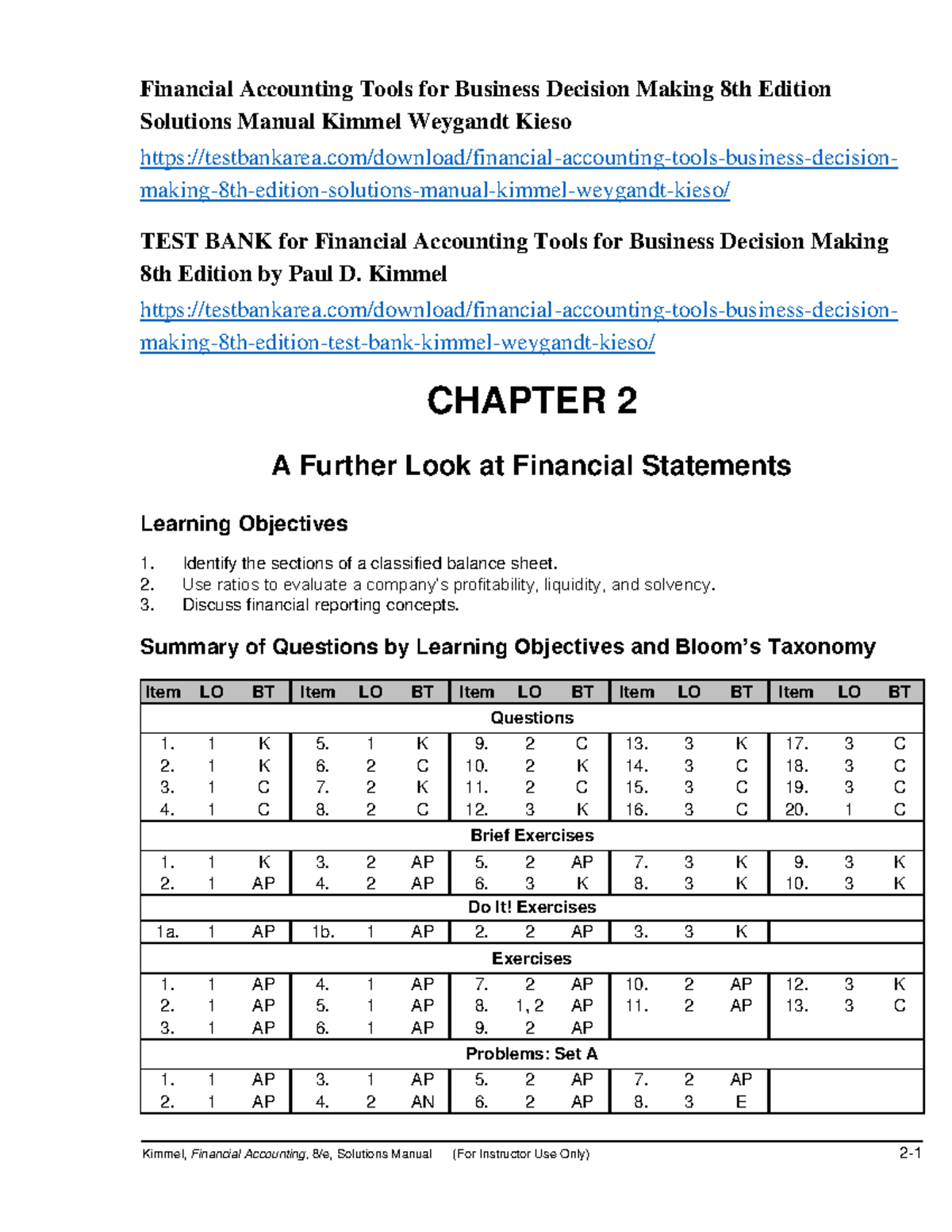 Financial Accounting, 8th Edition: Solutions Manual Overview - Studocu