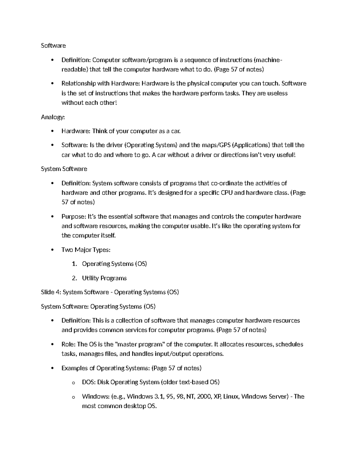 CS101: Overview of Computer Software and Its Relationship with Hardware - Studocu