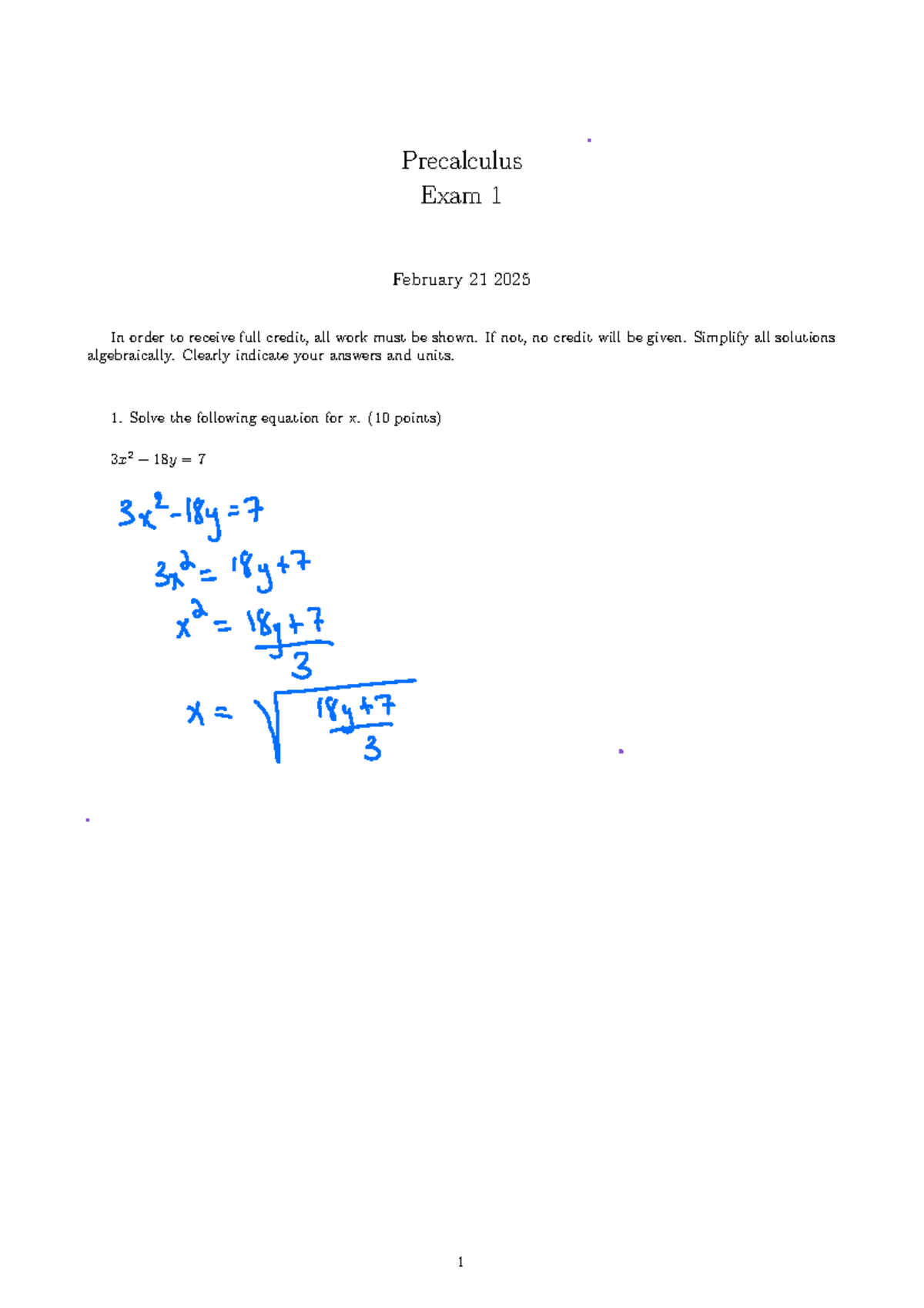 Precalculus Exam 1 Review - February 21, 2025 - Precalculus Exam 1 ...