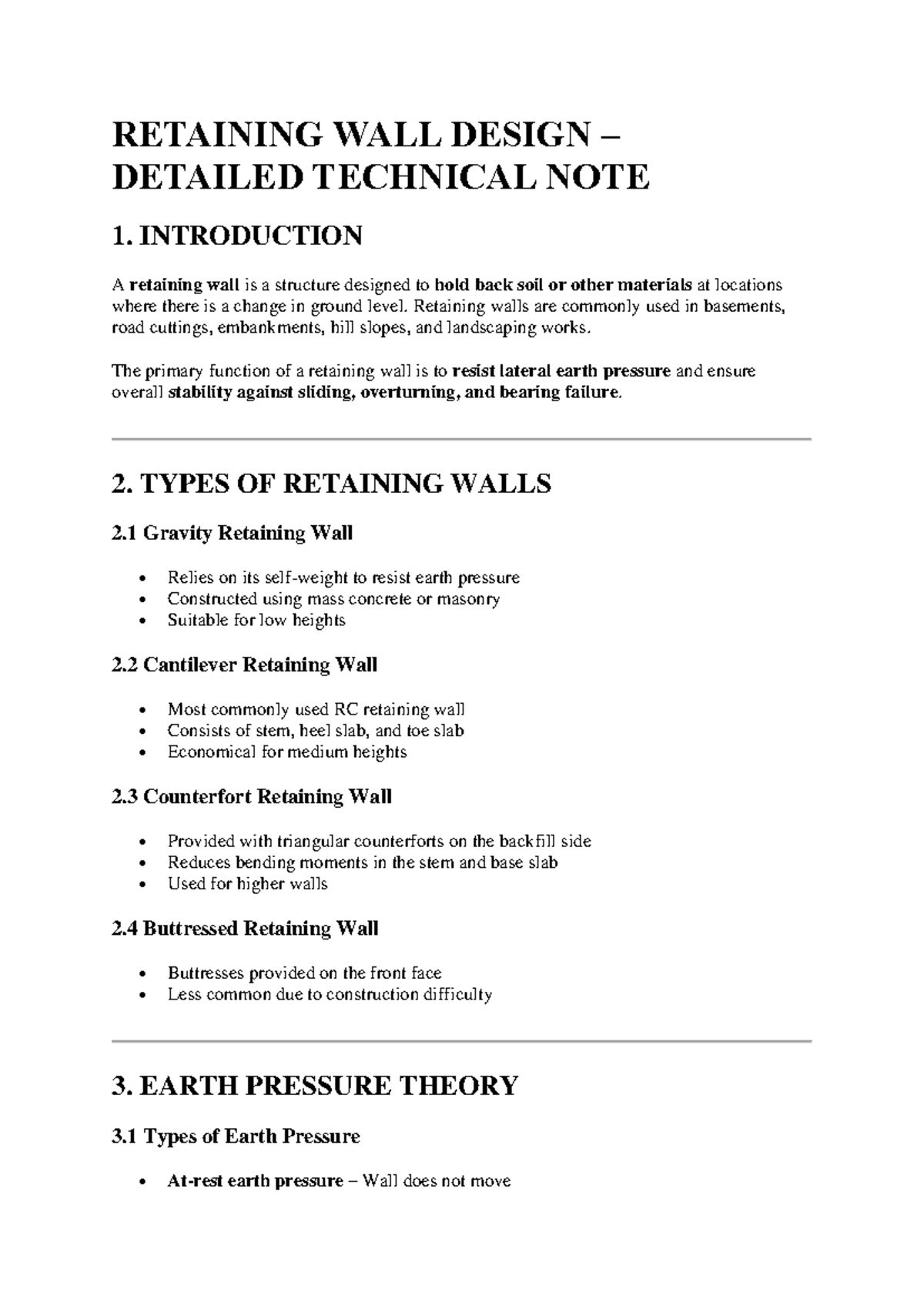RET 101: Comprehensive Guide to Retaining Wall Design Techniques - Studocu