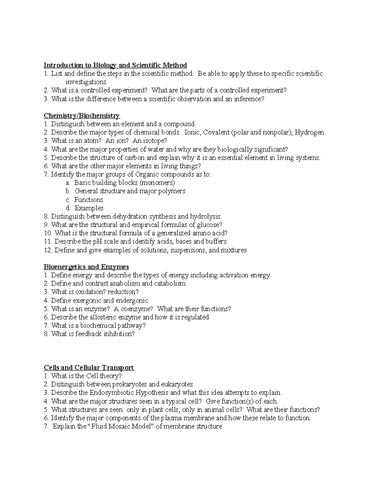 Biology 101: Fall Semester Exam Review 2025 - Studocu