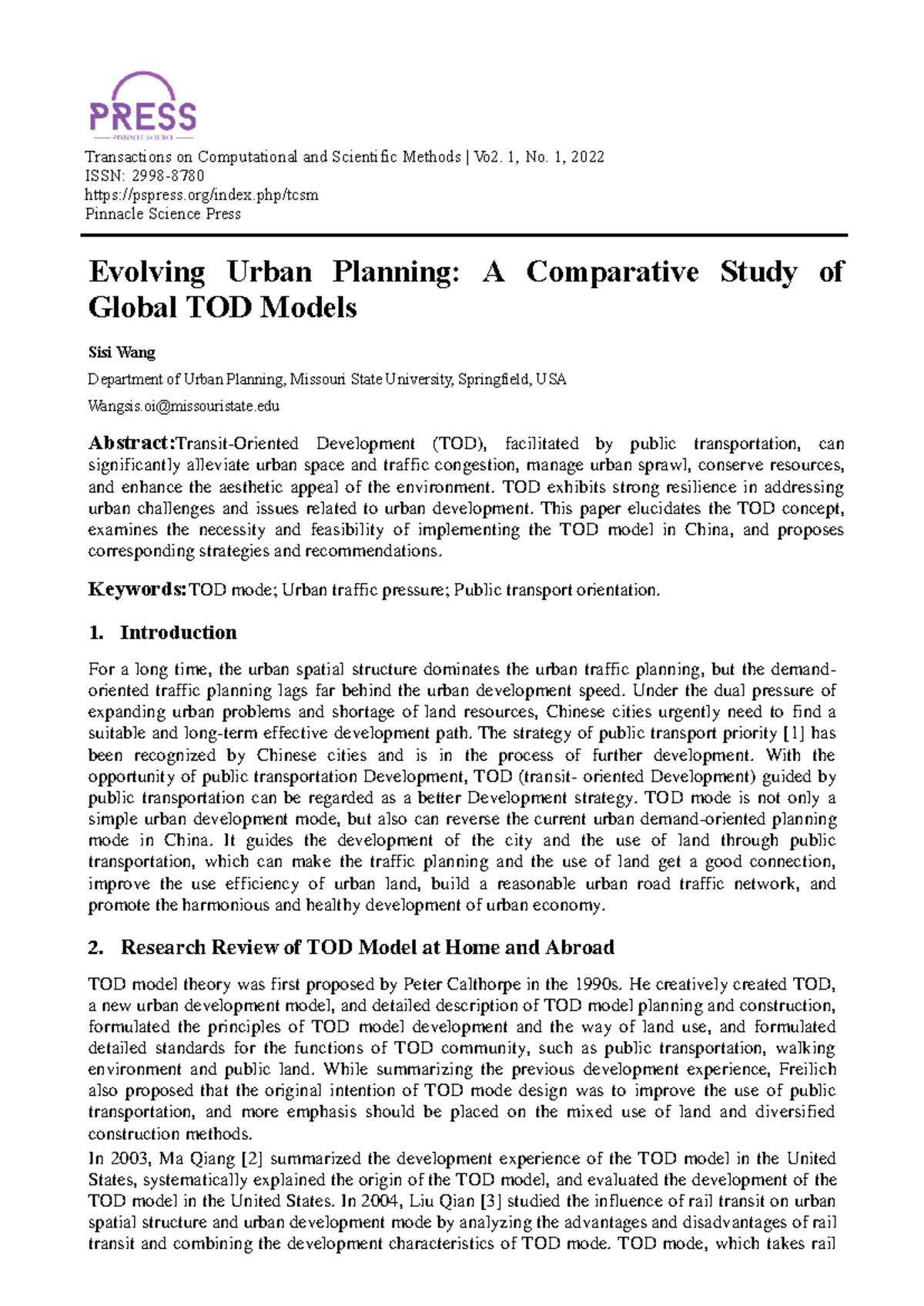 Evolving Urban Planning: A Comparative Study of Global TOD Models (UPD ...