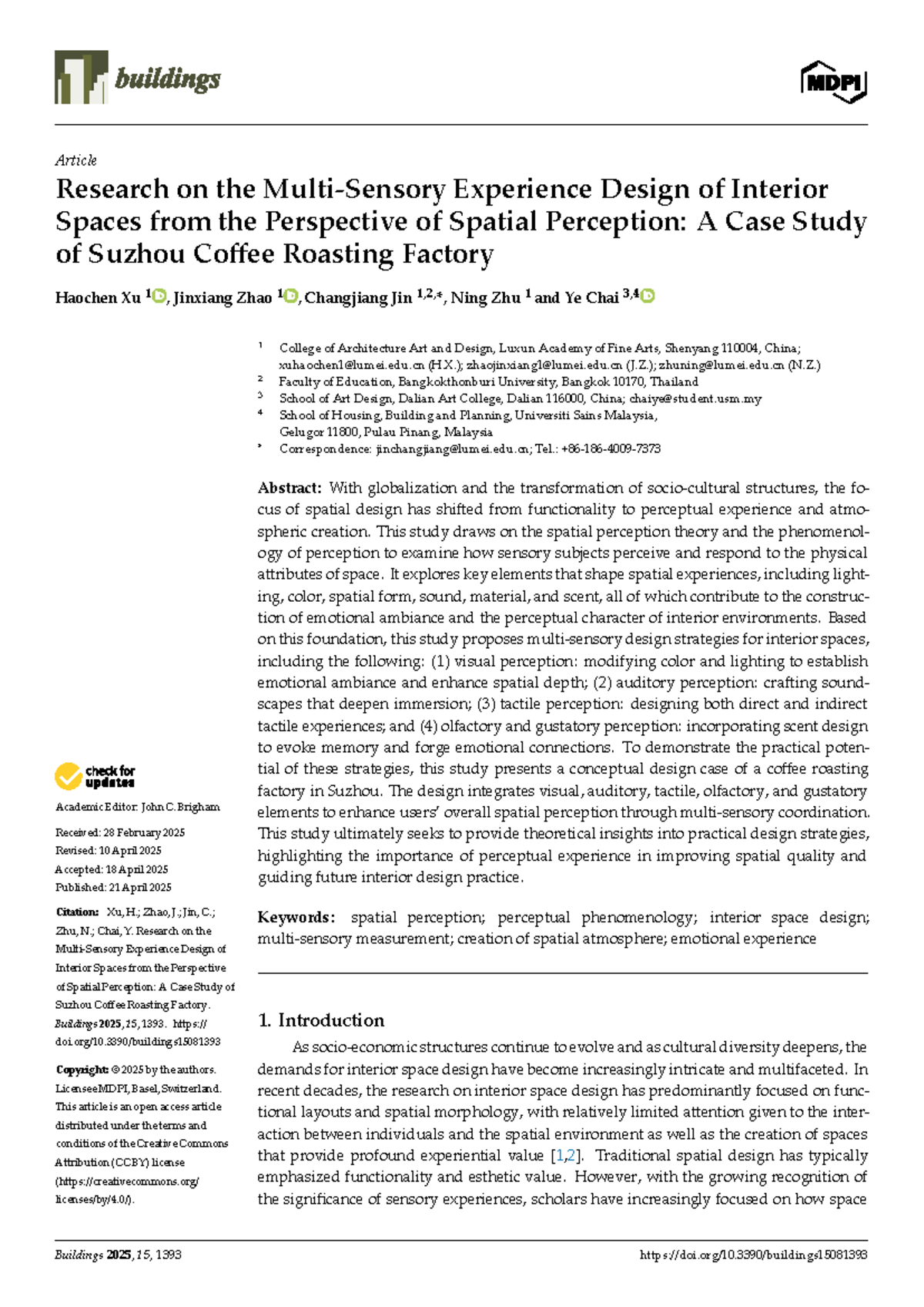 Research on Experience Design in Interior Spaces: A Case Study of ...
