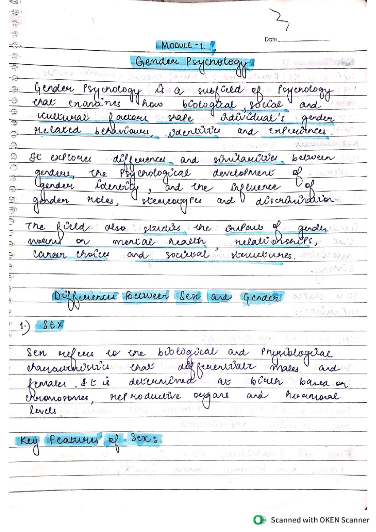 Gender psychology module 1 - Date MODULE 1. Gender Psychology Gender ...