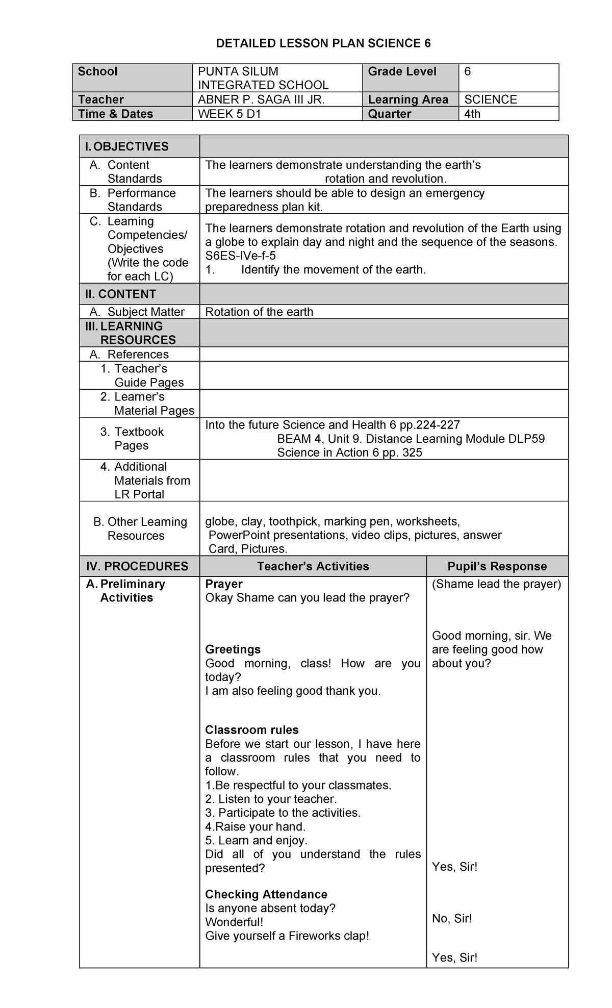 Science 6W5D1 - Check and free to improve. - DETAILED LESSON PLAN ...