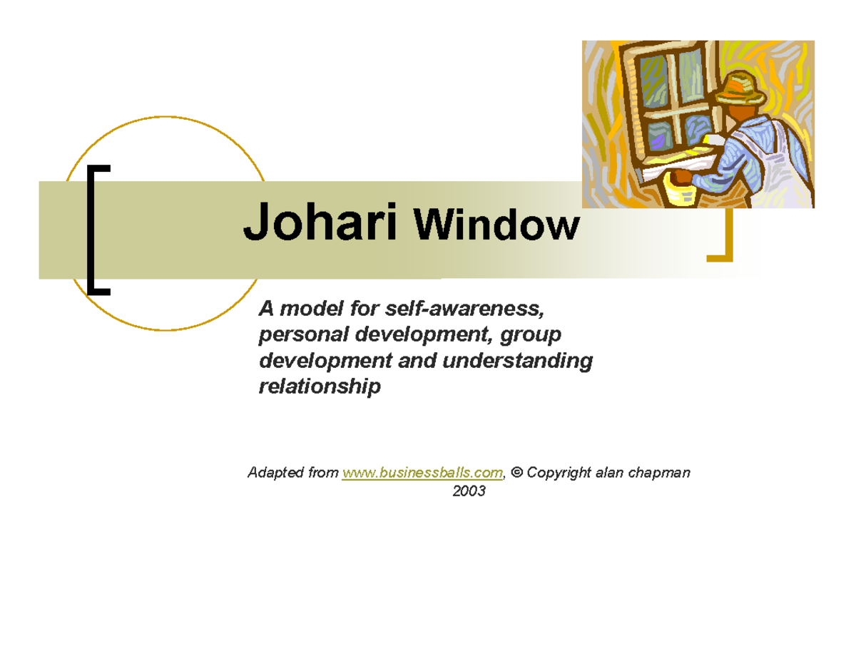 Johari Window Analysis: Self-Awareness & Team Dynamics (Chapman 2003 ...