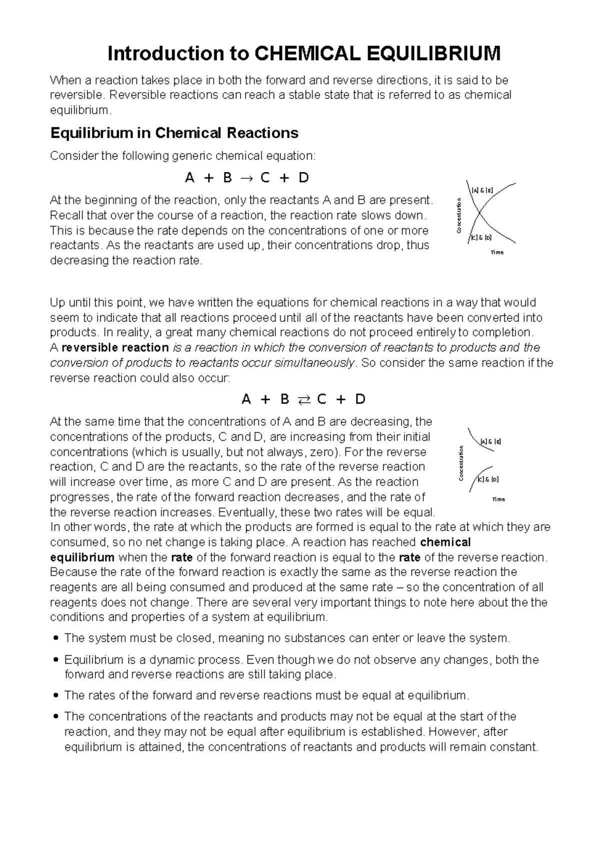 Chemical Equilibrium Overview: Key Concepts and Examples - Studocu