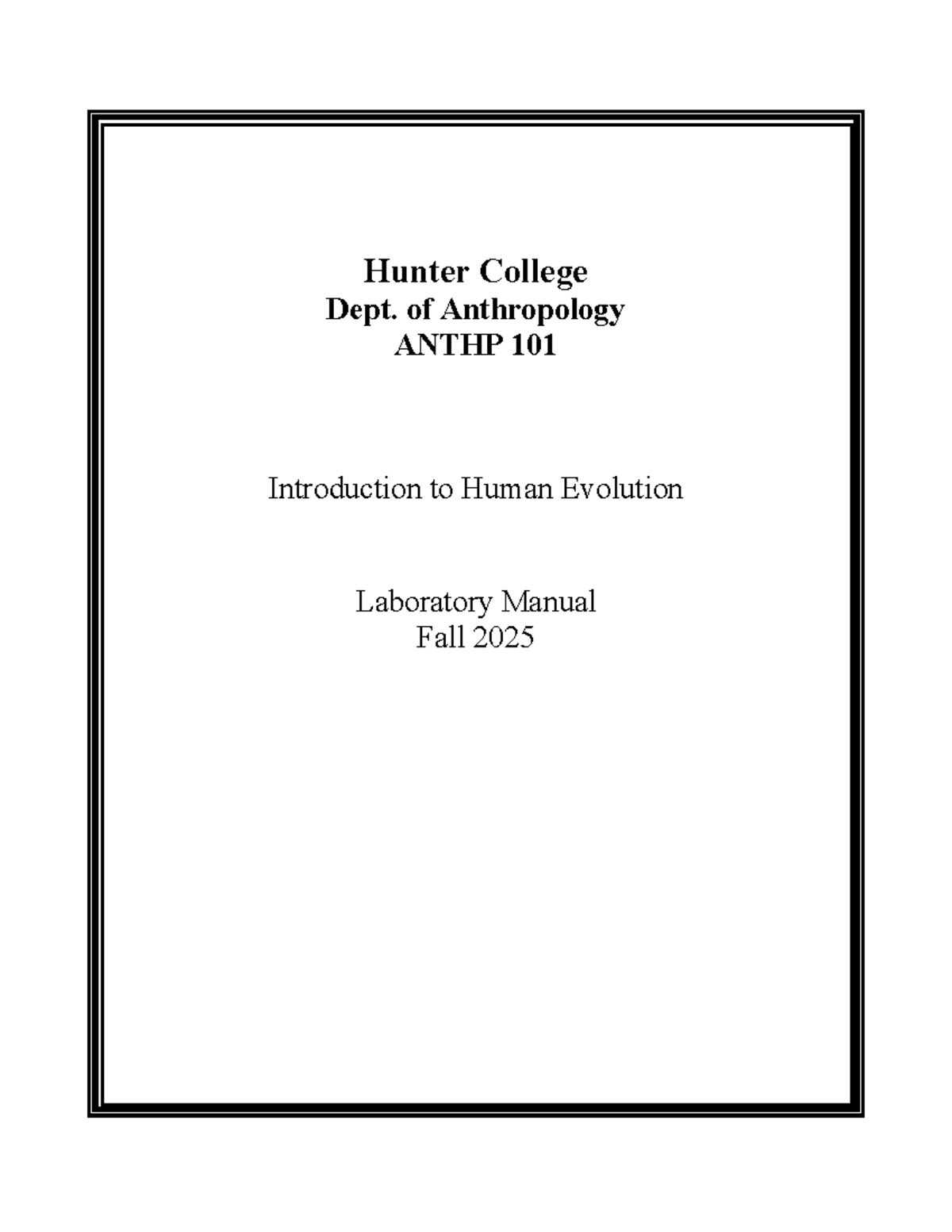 Lab Manual for ANTHP 101: Introduction to Human Evolution (Fall 2025 ...
