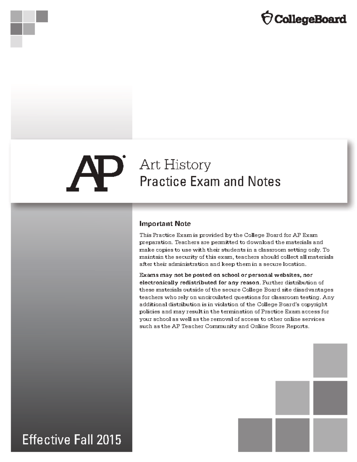 AP Art History 2015 - Practice Exam & Study Notes - Studocu