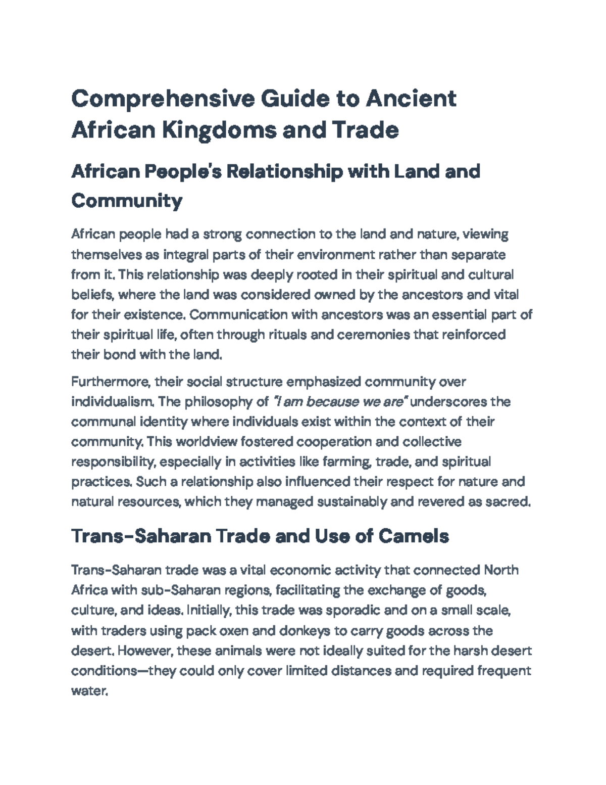 Comprehensive Overview of the Ancient Mali Empire and Trade Routes ...
