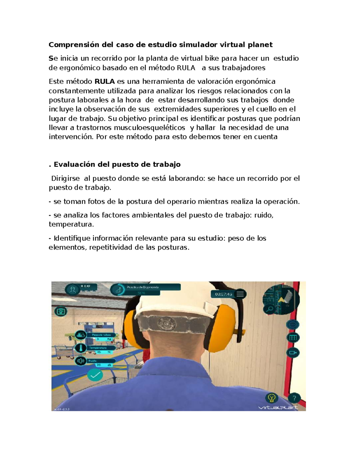Estudio de Ergonomía con Método RULA en Virtual Bike - Caso 2023 - Studocu