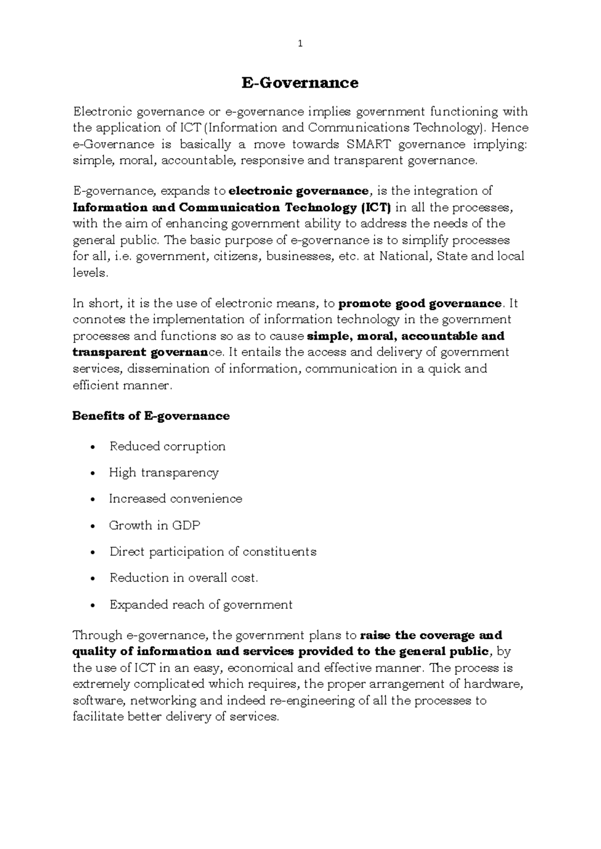 E-Governance: Enhancing Government Functionality through ICT (PS-33 ...