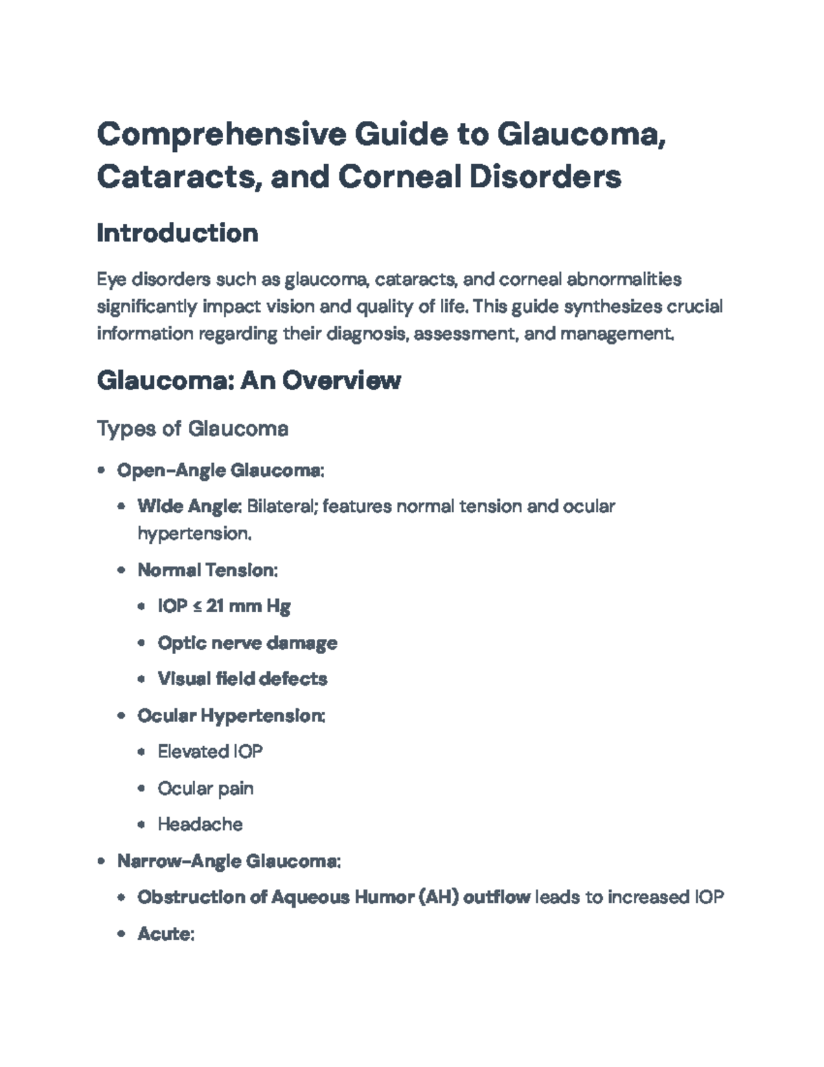 Comprehensive Guide: Glaucoma, Cataracts & Corneal Disorders in Eyes - Comprehensive Guide to ...