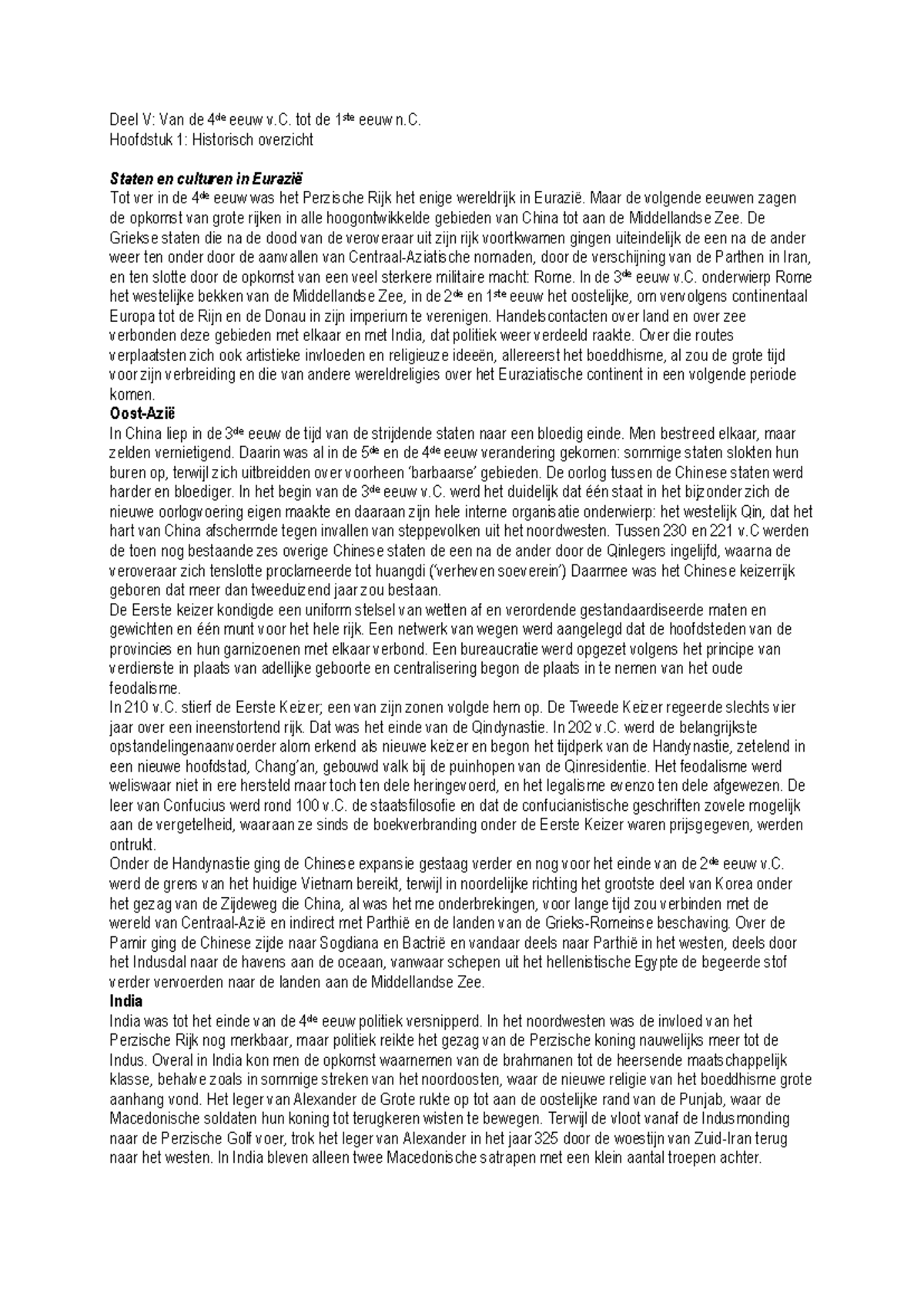 Samenvatting Propedeuse HC OG Deel 5-6 boek "De Oudheid", F.G ...