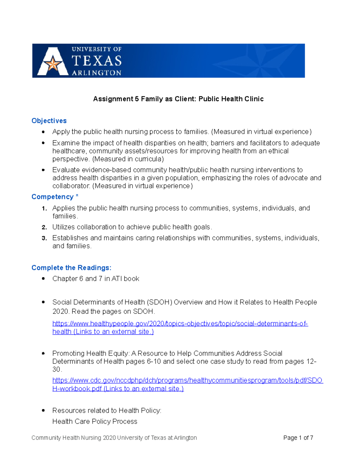 Module 5 Family as Client Public Health Clinic-3 - Assignment 5 Family ...