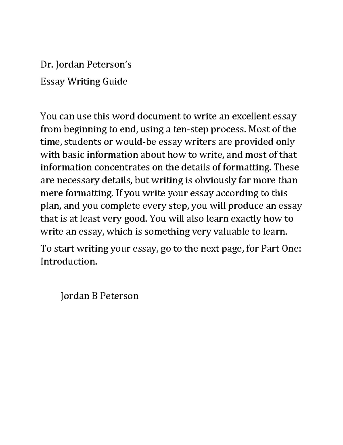 Jordan-Peterson-Effective Essay Writing Guide (10 Steps) - Studocu