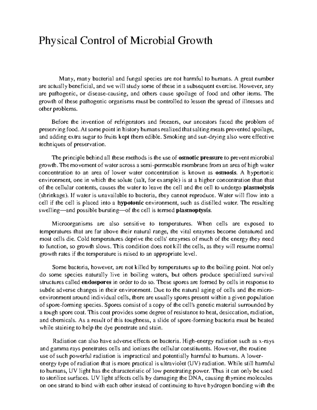 Physical Methods of Microbial Growth Control in Lab Experiment ...
