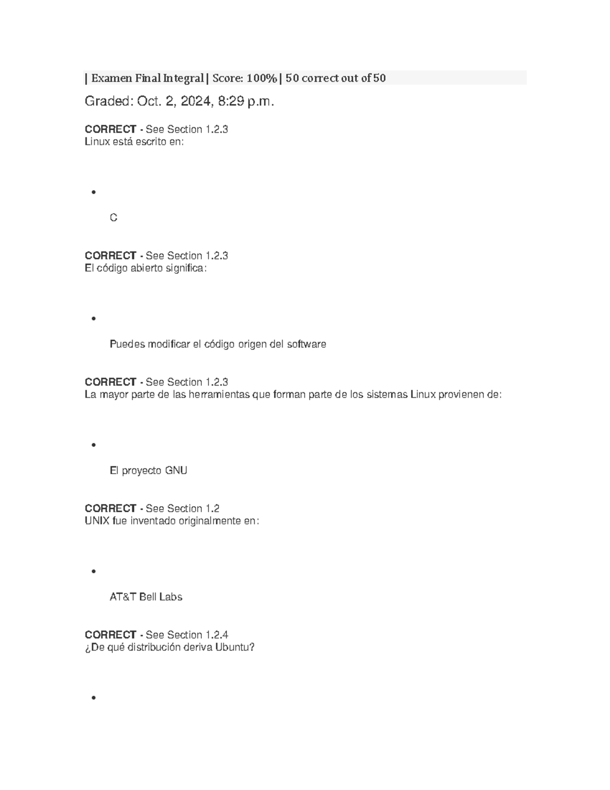 Examen Final Integral: LINUX 1-16 - Preguntas y Respuestas Correctas - Studocu