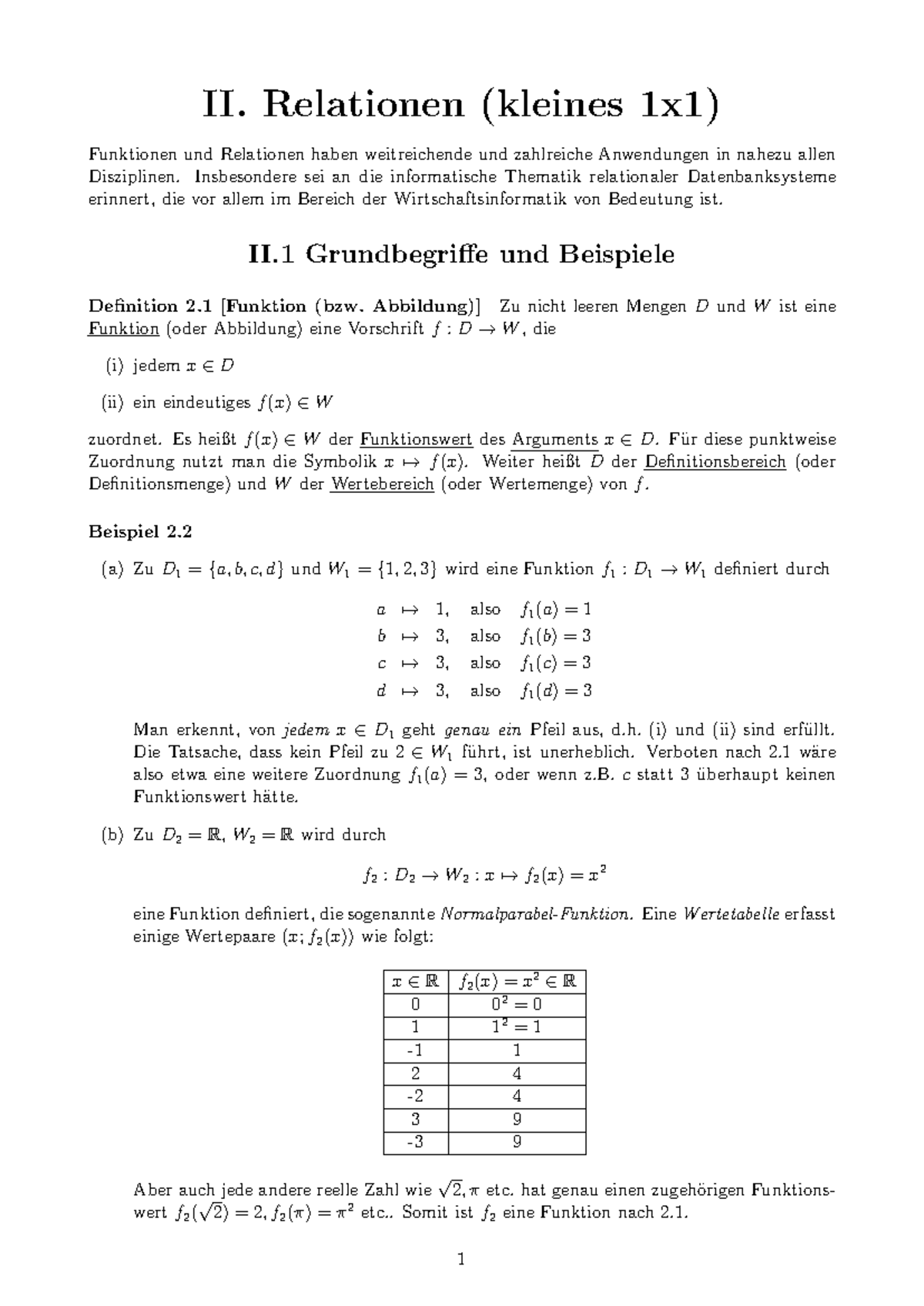 Teil5MWI - Mathe - II. Relationen (kleines 1x1) Funktionen und ...