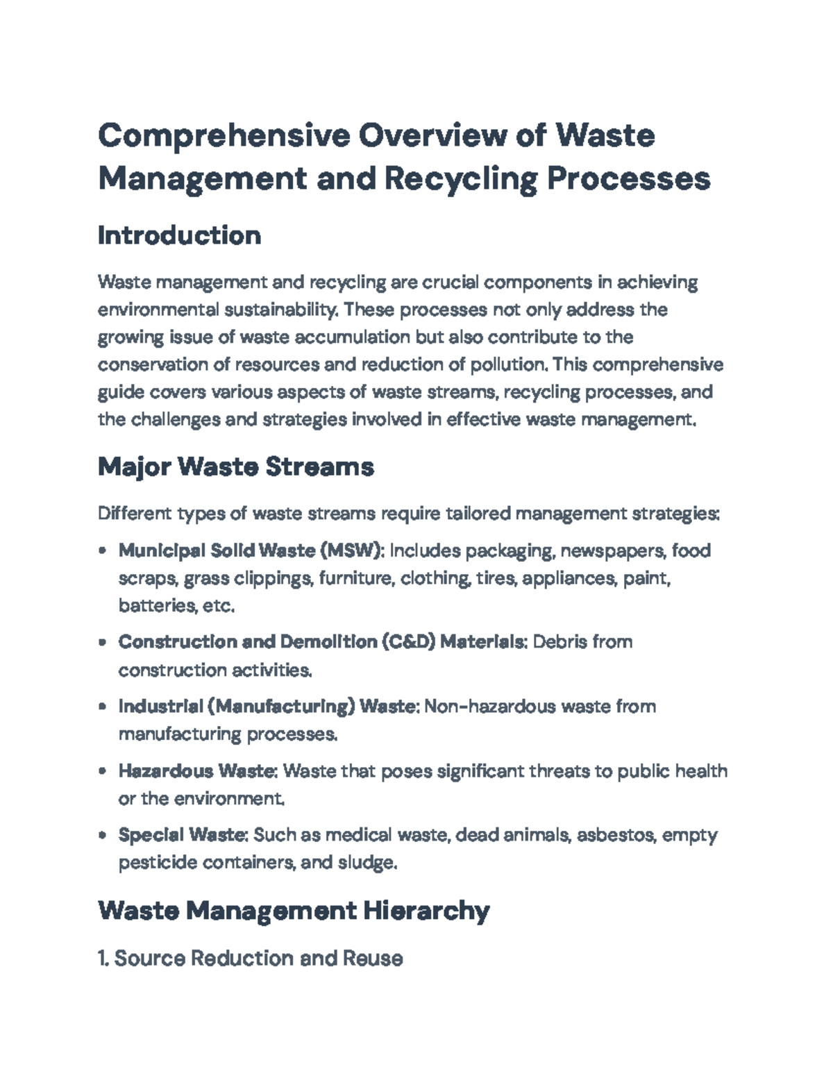 Comprehensive Guide to Waste Management and Recycling Processes ...