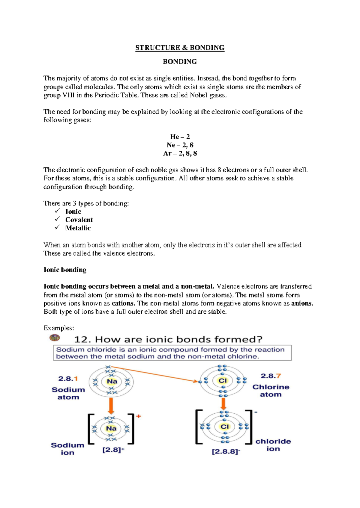 Structure & Bonding - Notes (Chemistry 101) - Studocu