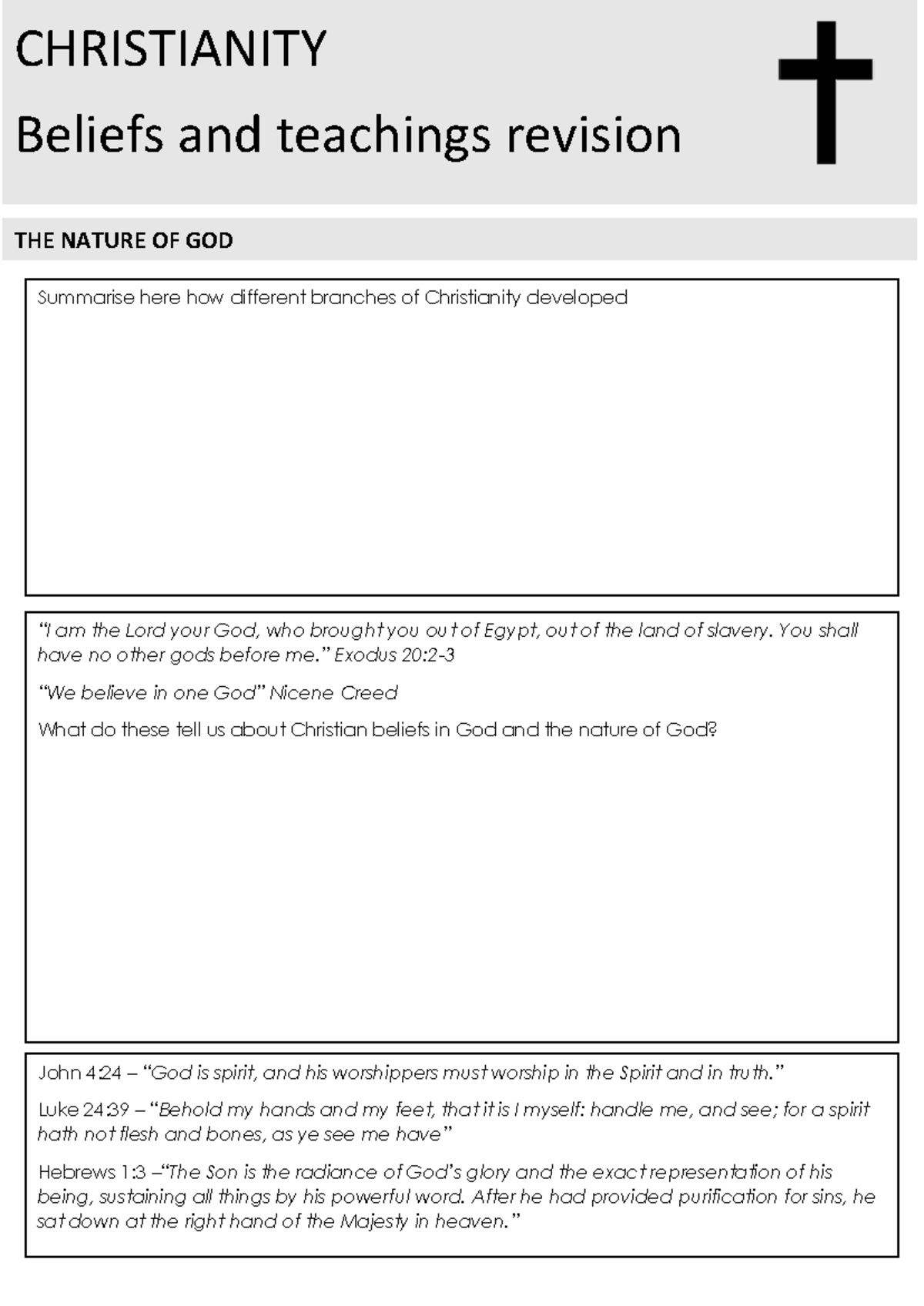 Christianity: Beliefs and Teachings Revision Work Booklet (RE101) - Studocu