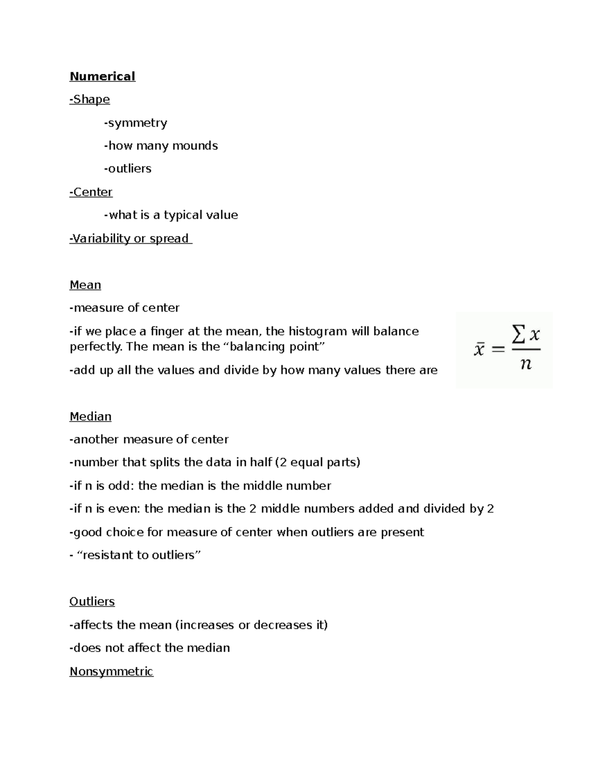 Stats 101: Ch 3 - Measures of Shape, Center, and Spread - Studocu