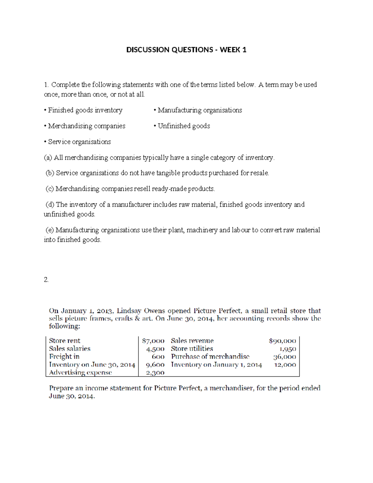 Acct 1003 Week 1 Discussion Questions & Answers - Studocu