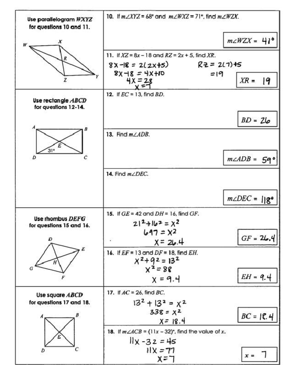 Geometry Problems: Parallelogram, Rectangle, Rhombus, Square - Studocu