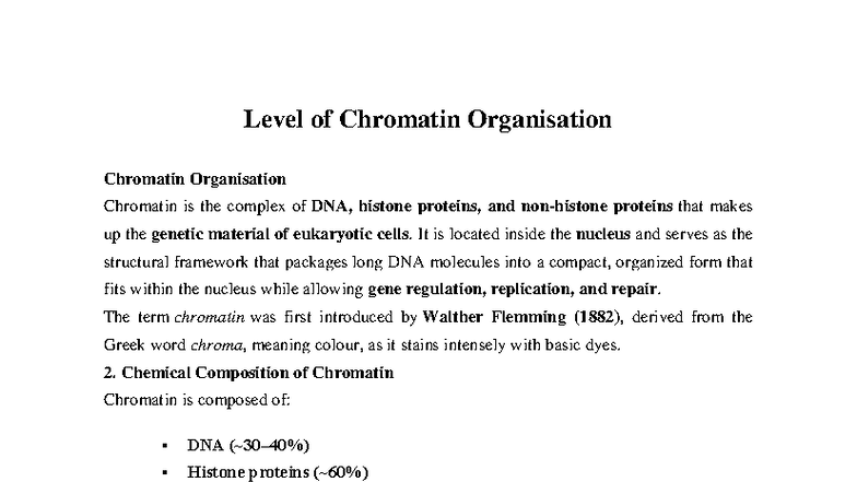 Chromatin Organisation: Structure, Types, and Function in Eukaryotes ...