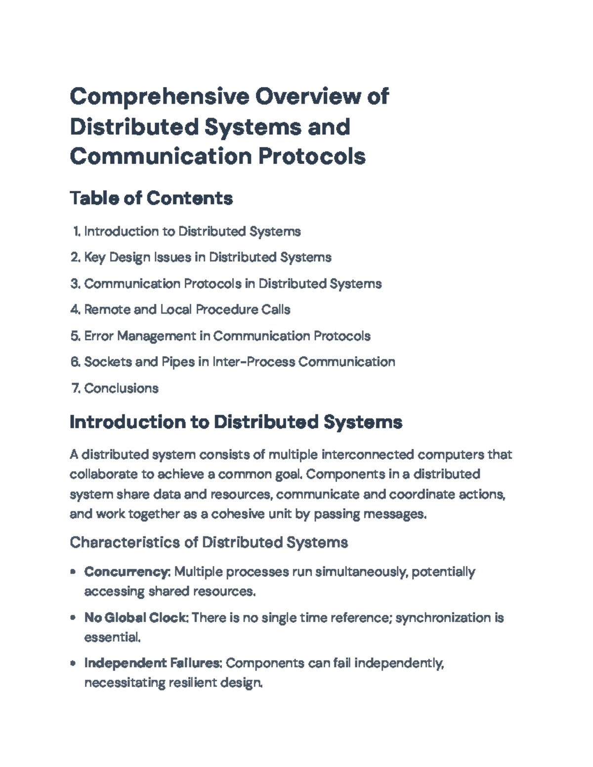 Distributed Systems and Communication Protocols Overview - CS101 - Comprehensive Overview of ...
